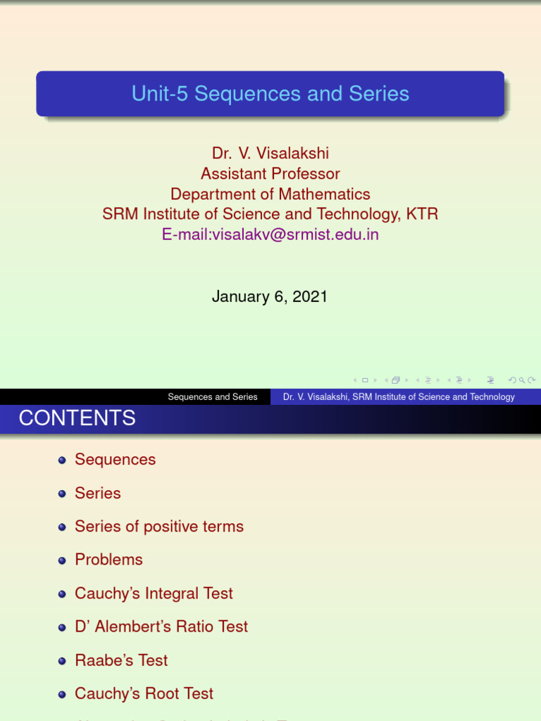 Unit 5 - Sequence and Series | PDF | Sequence | Real Number