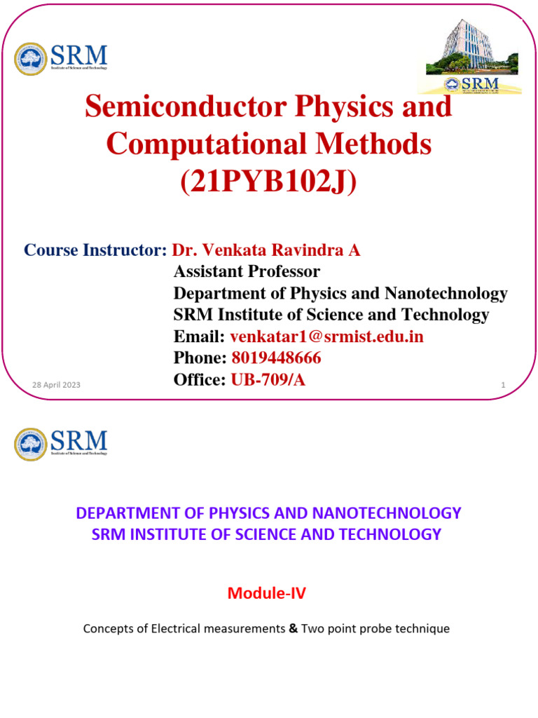 Electrical Measurements in Semiconductors | PDF | Electrical Resistivity And Conductivity ...
