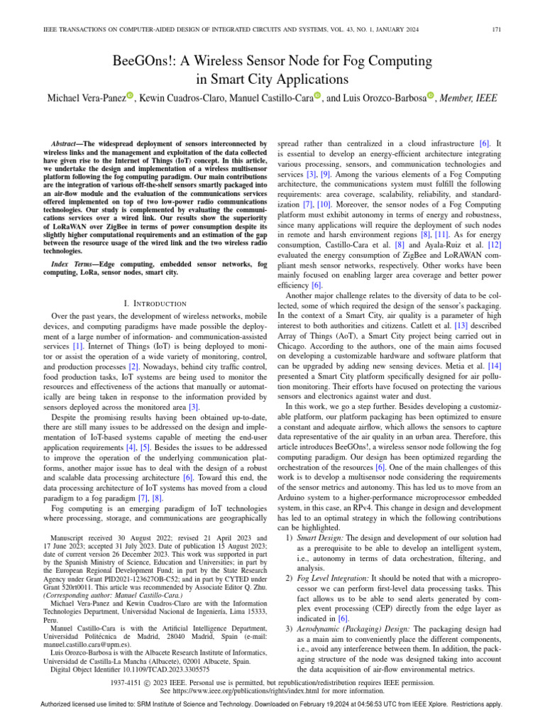 BeeGOns A Wireless Sensor Node For Fog Computing in Smart City Applications | PDF | Wireless ...