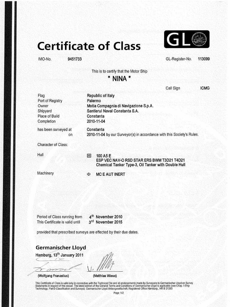 Nina Certificate of Class | PDF
