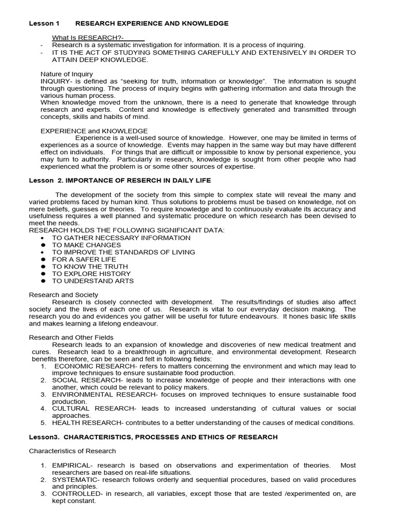 Pract. Res. Handouts | PDF | Knowledge | Experiment