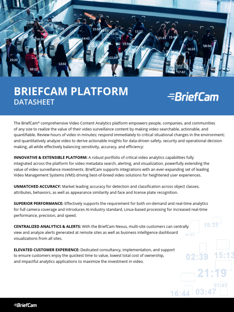 BriefCam Platform Datasheet | PDF | Analytics | Business Intelligence