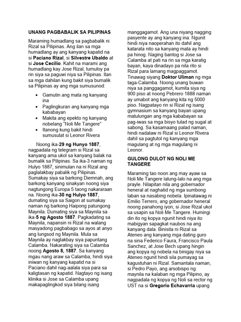 Unang Pagbabalik Sa Pilipinas | PDF