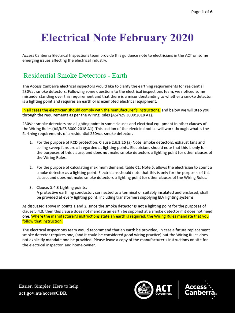 Feb 2020 Electrical Notice - Smoke Detectors - Meaning of Domestic Dwelling - 3000 Amd 1 | PDF