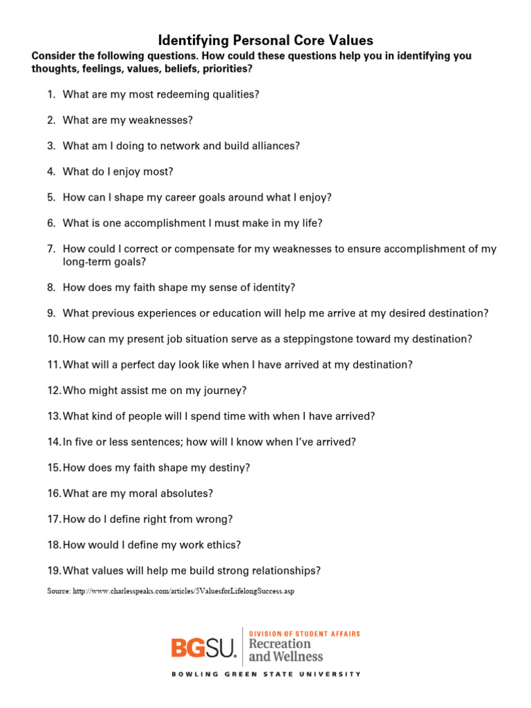 BFSU Values Workbook | PDF