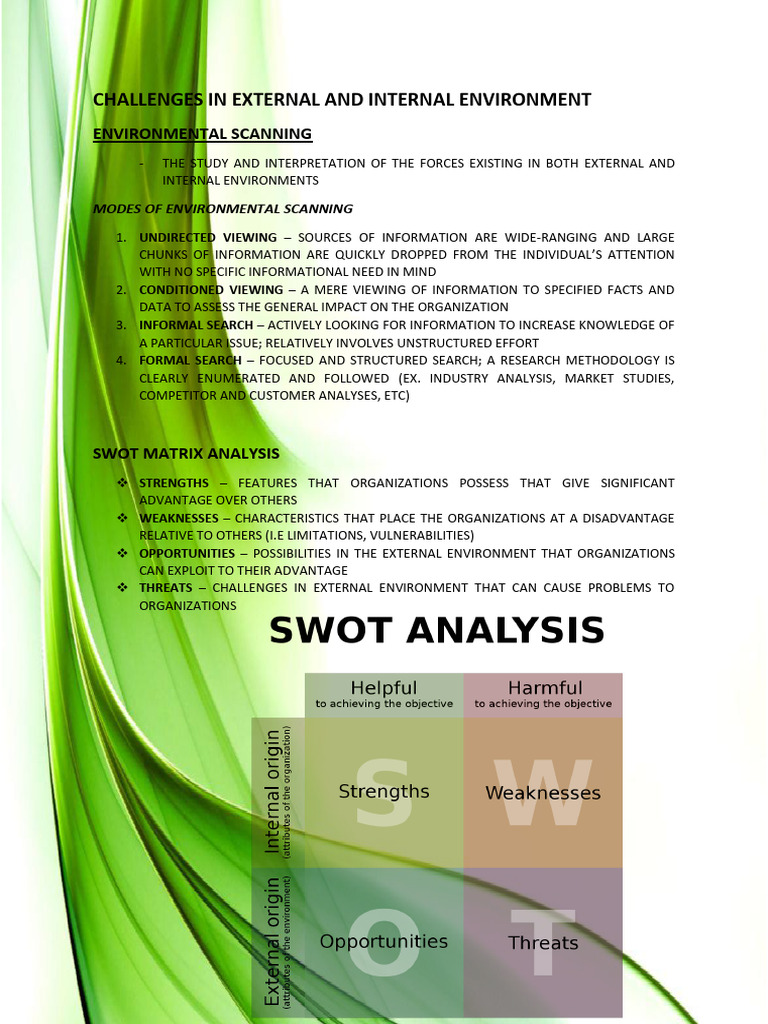 Chapter 3 - Challenges in External and Internal Environment | PDF