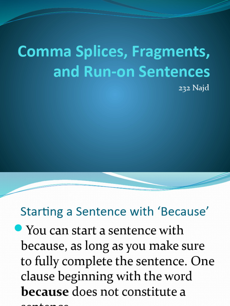 Comma Splices Fragments and Run-On Sentences 1 | PDF | Sentence ...