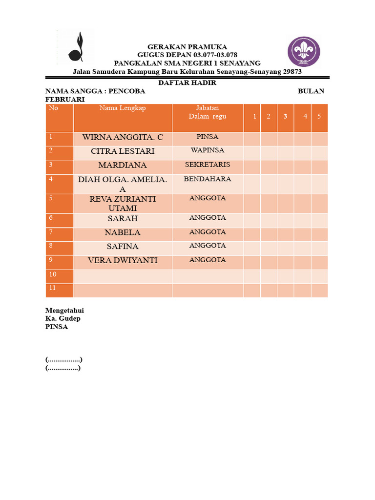 Folder Absen Pramuka 2024 | PDF