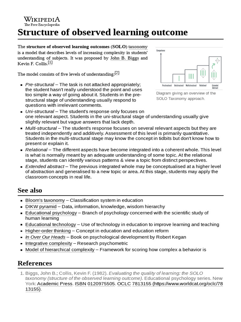 Structure of Observed Learning Outcome | PDF | Understanding ...