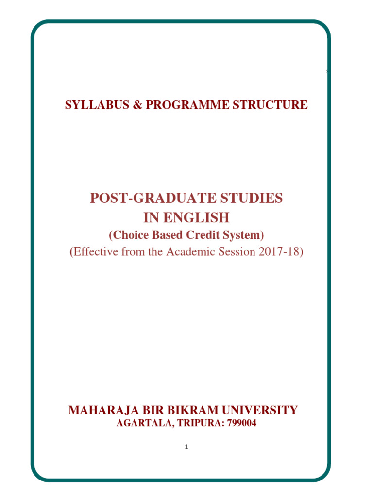 MBBU M.A Eng Syllabus | PDF | English Literature | William Shakespeare