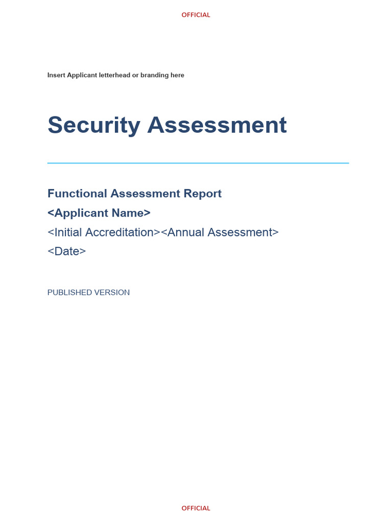 Tdif Security Assessment Report - Template Release 4.6 - Finance 1 | PDF
