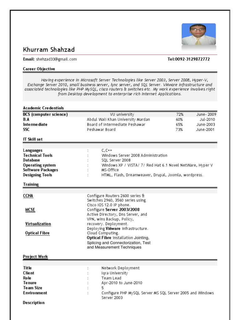 khurram shahzad CV | Server (Computing) | Internet