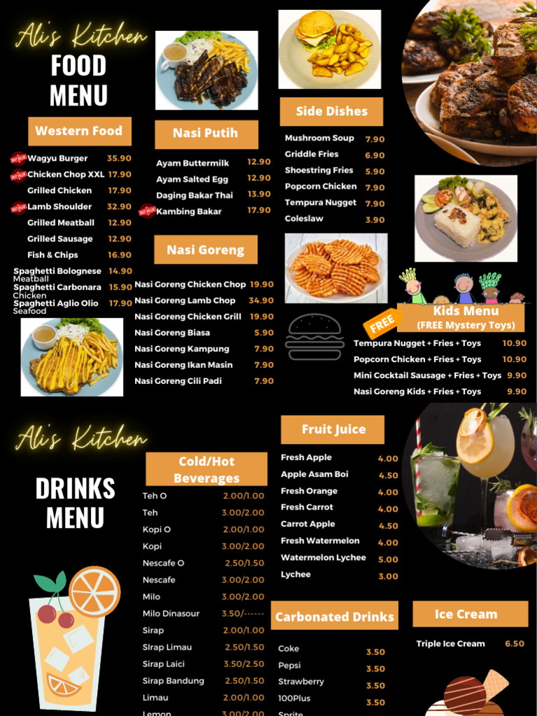 Ali's Kitchen MENU 2022 | PDF | Foods | European Cuisine