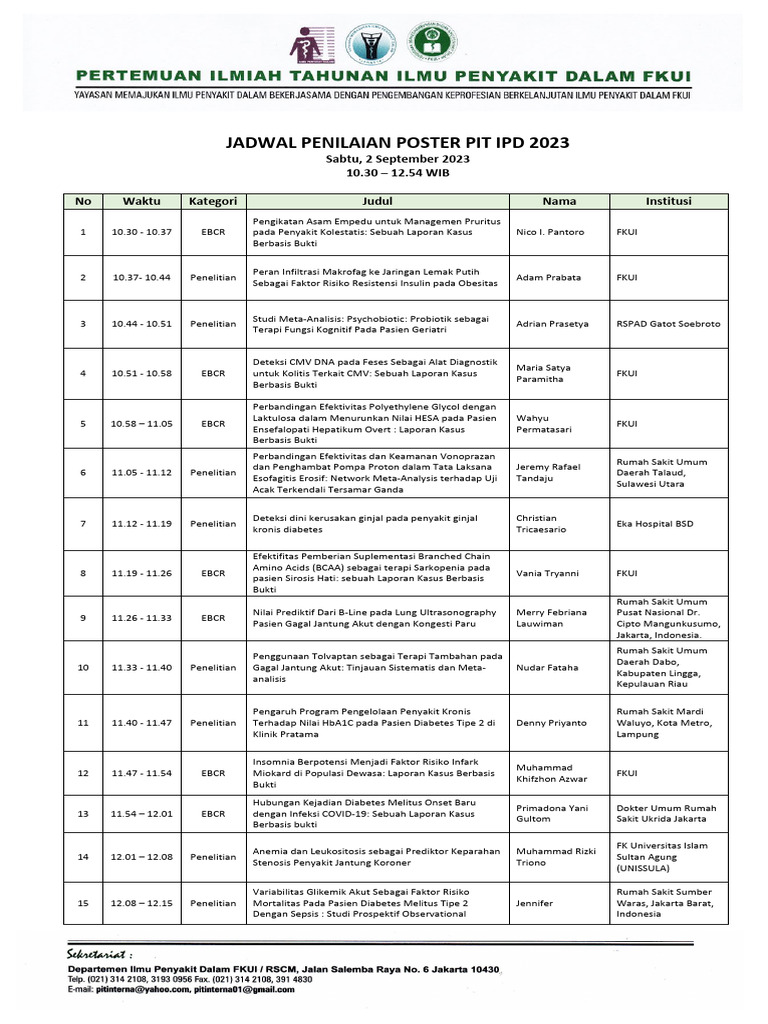Penilaian Poster PIT IPD 2023 | PDF