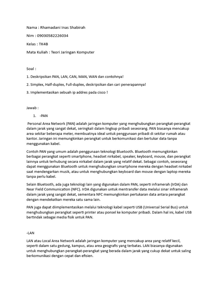 Rhamadani Inas Shabirah - Teori Jaringan Komputer | PDF