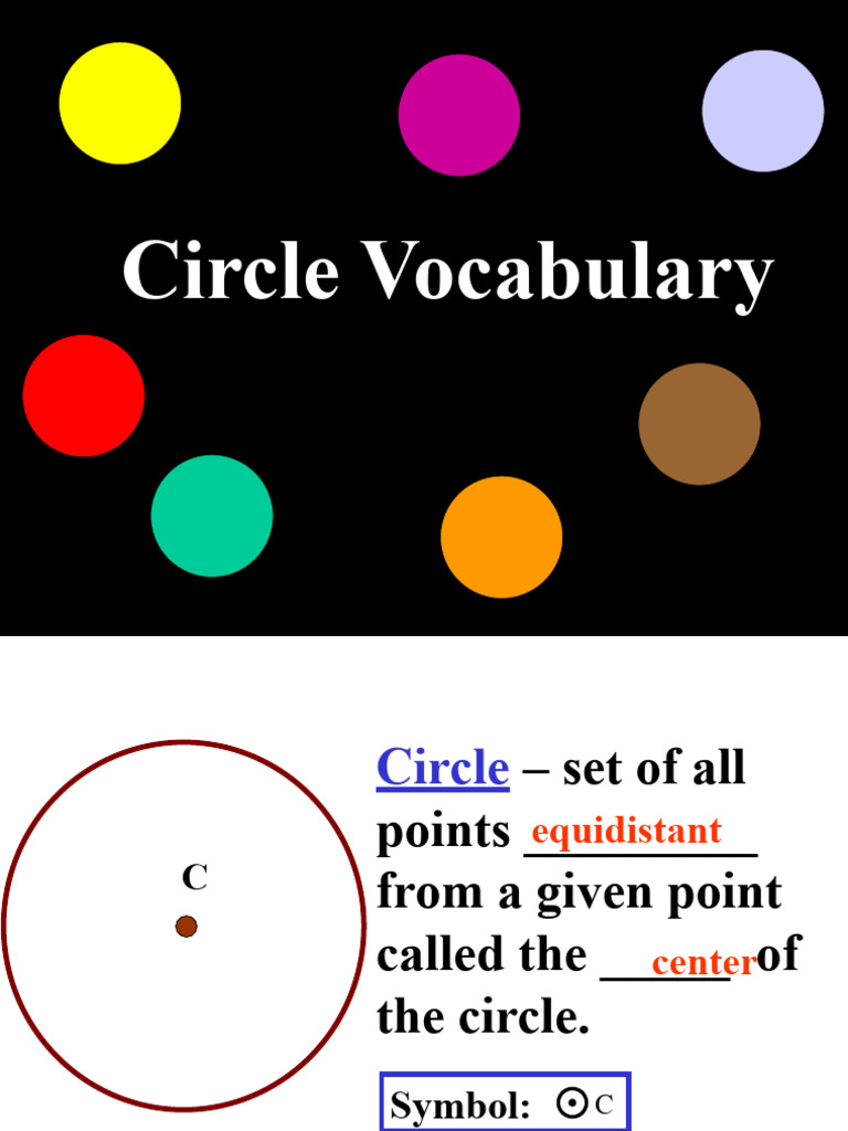 Circle Vocabulary | PDF | Circle | Angle
