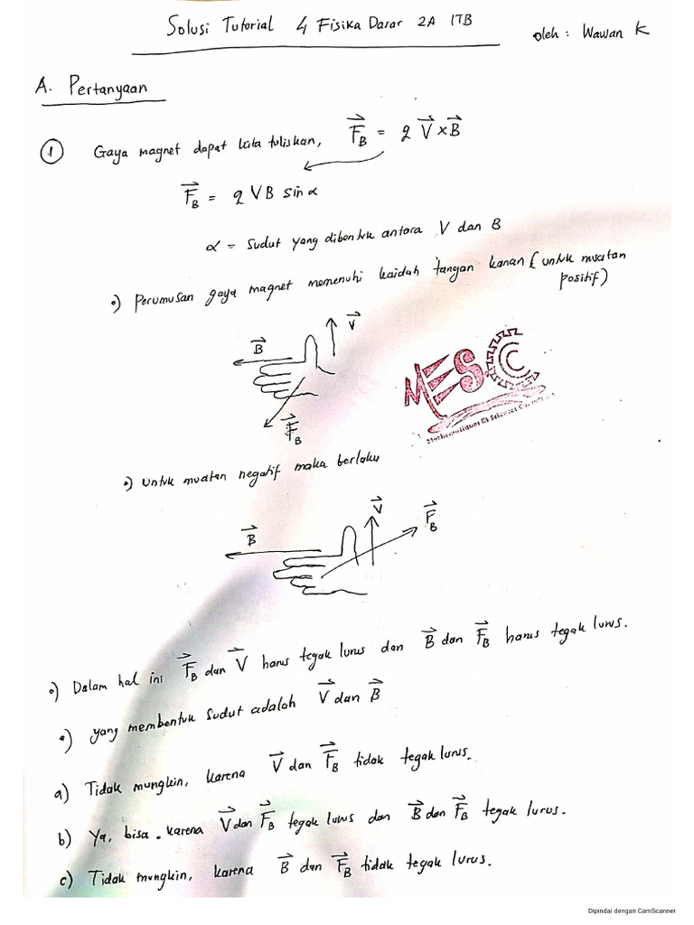 Solusi Tutorial 4 Fisika Dasar 2A ITB Tahun 2022-2023 | PDF