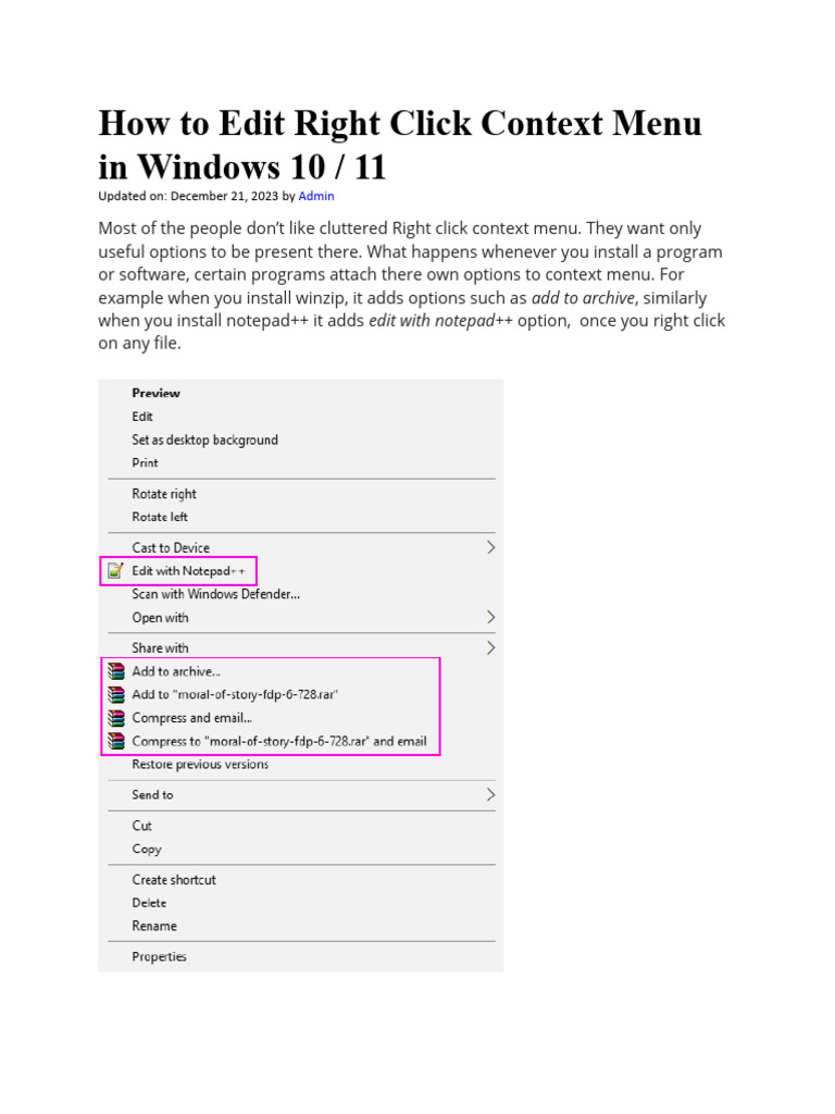 How To Edit Right Click Context Menu in Windows 10 11 | PDF | Windows Registry | Windows 10