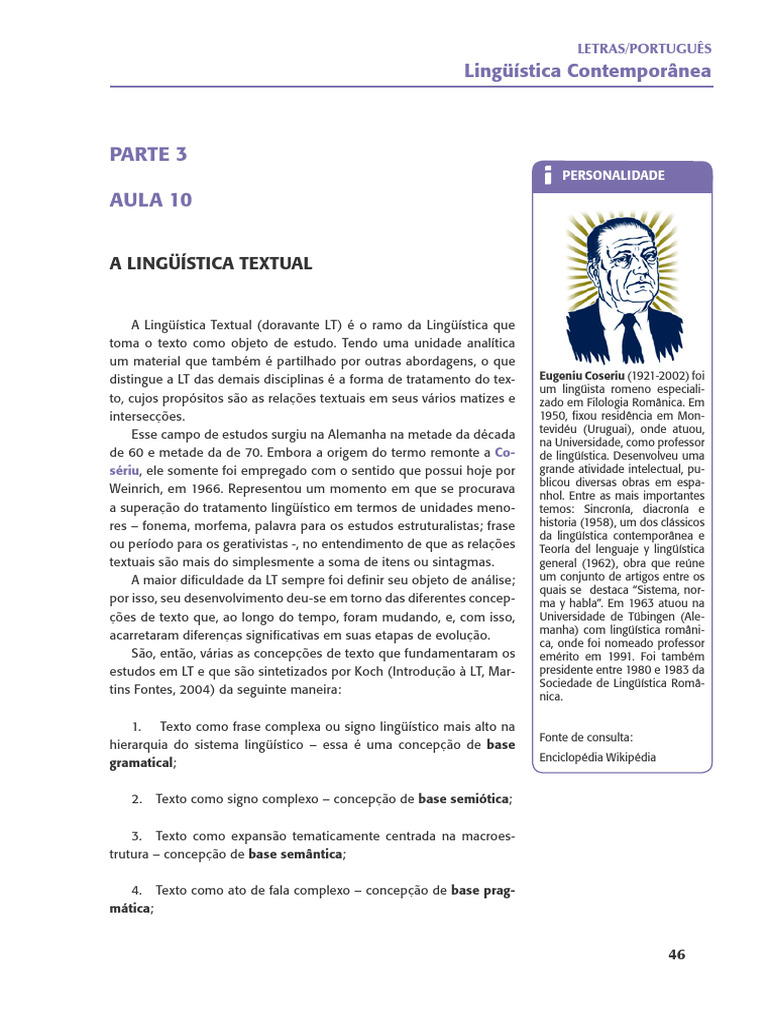 1 A Linguística Textual - Letras Ead Ufsm | PDF | Linguística | Gramática