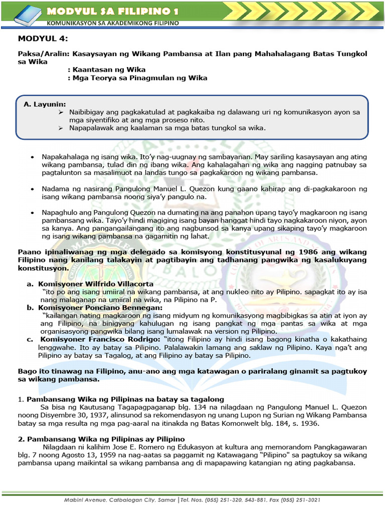 FIL. 1 Modyul 4 (Prelim) | PDF