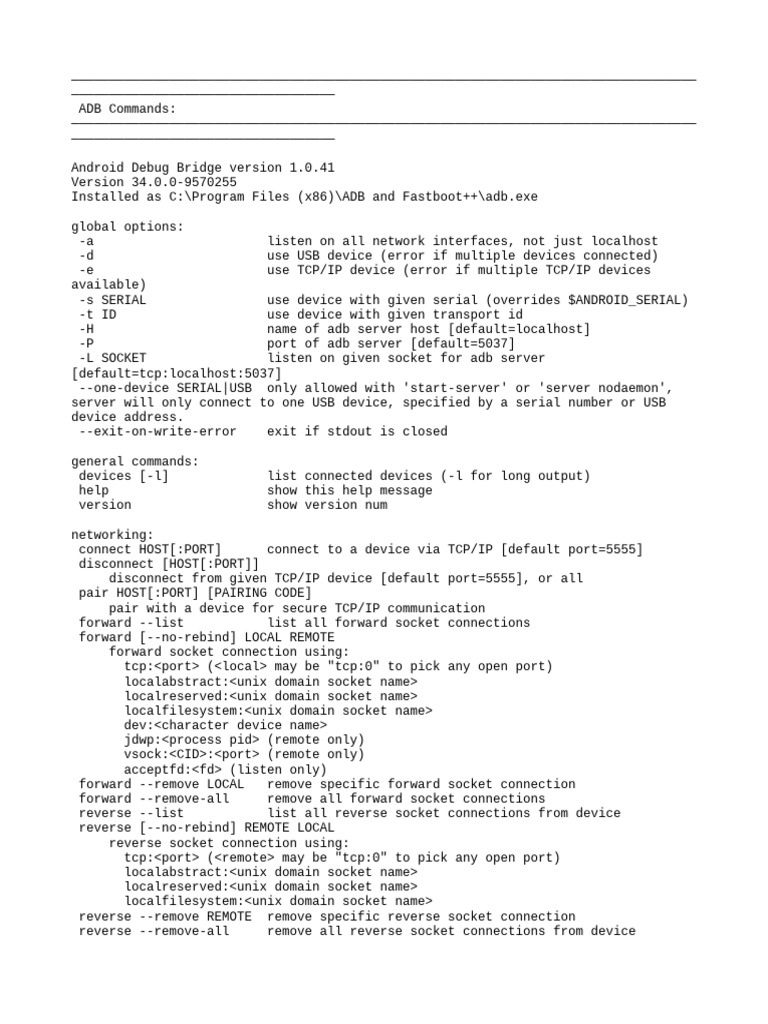 Commands ADB FASTBOOT | PDF | Port (Computer Networking) | Network Socket
