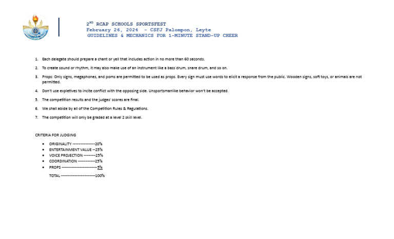 1-Minute Stand-Up Cheer GUIDELINES | PDF