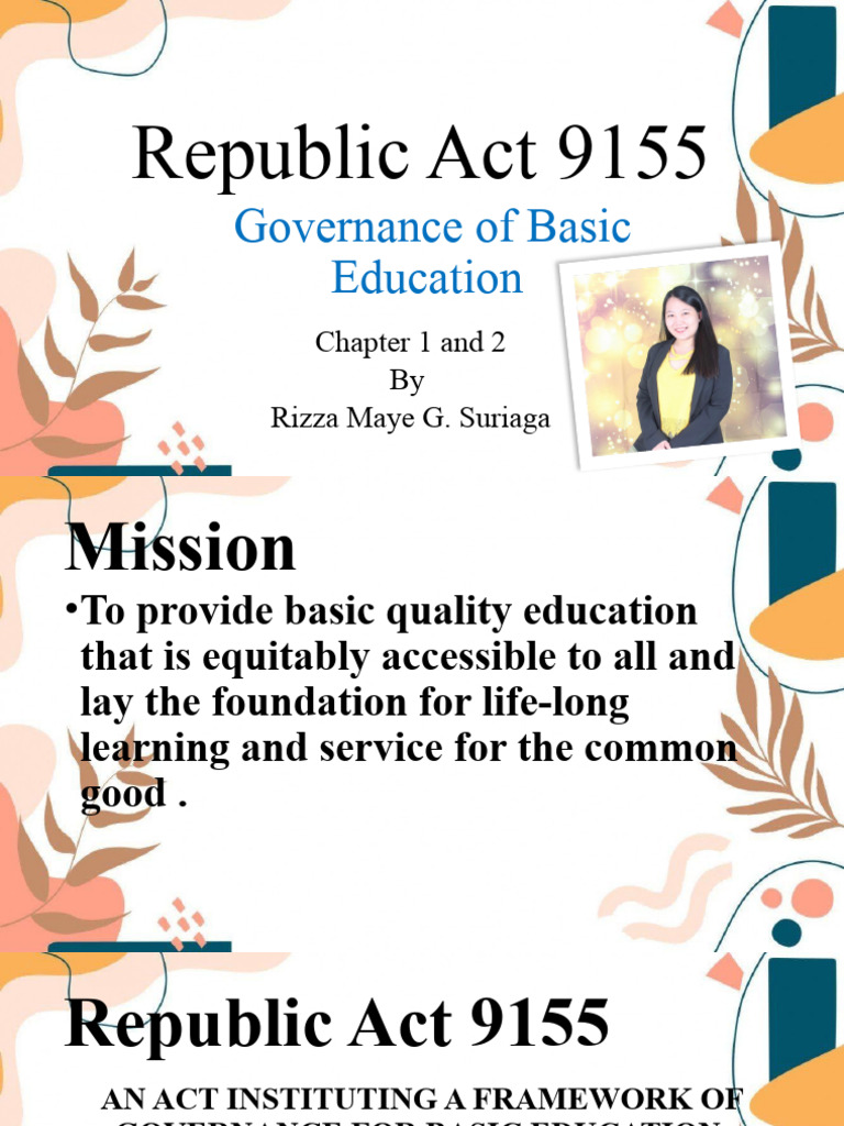 Republic Act 9155 by Rizza Maye G. Suriaga | PDF | Governance | Learning