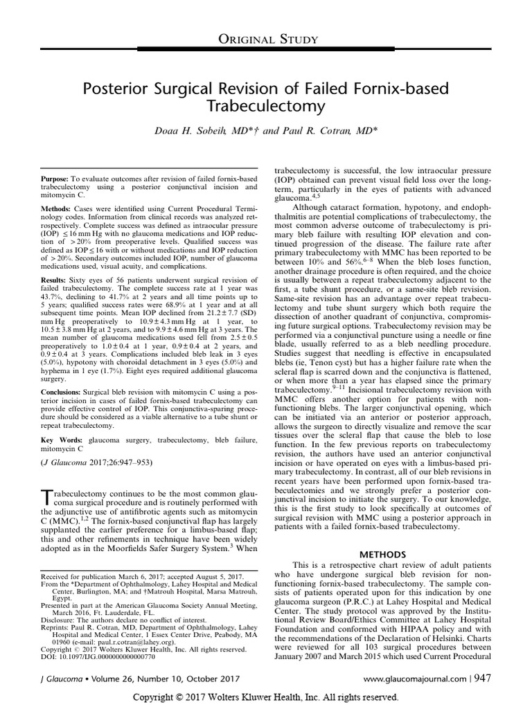 Posterior Surgical Revision of Failed Trab | PDF | Glaucoma | Human Eye