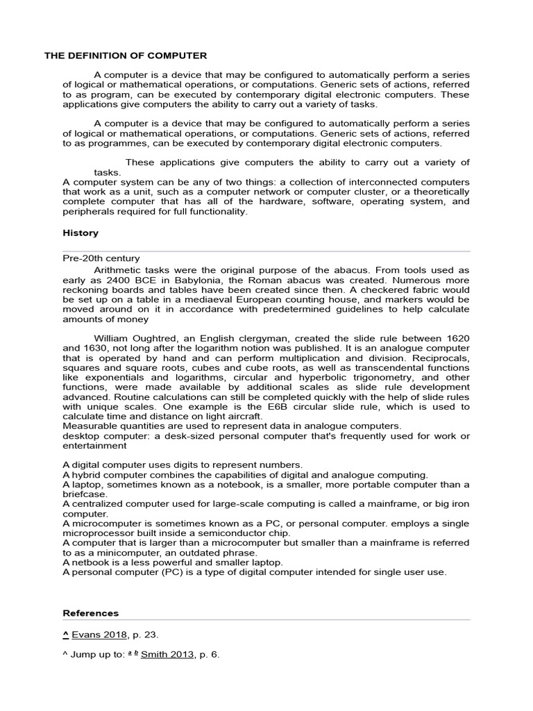 The Definition of Computer1 | PDF | Personal Computers | Microcomputers