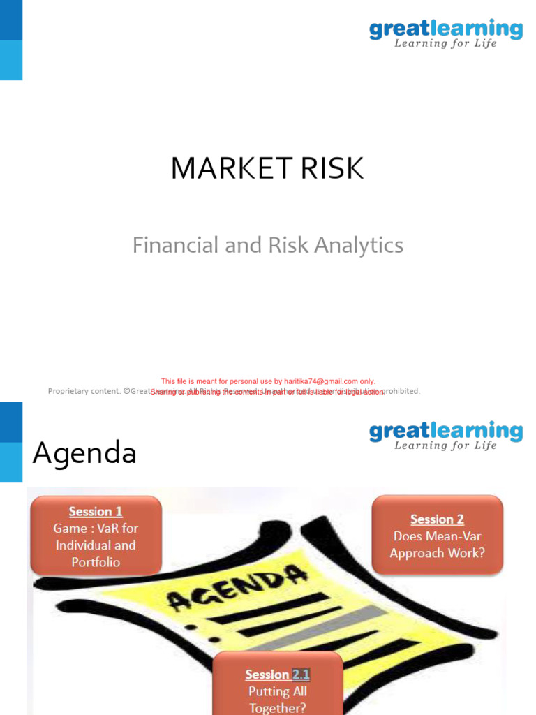 Market+Risk Worksheet | PDF | Value At Risk | Financial Markets