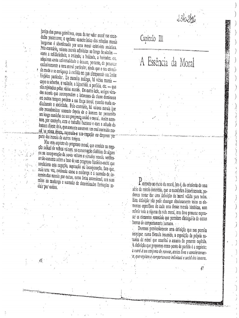 Texto 03 - Vazquez - Cap 3 - A Essencia Da Moral - 2001 | PDF