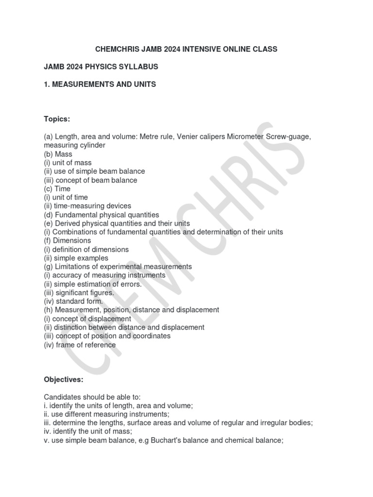 JAMB 2024 Physics Prep Guide | PDF | Waves | Acceleration