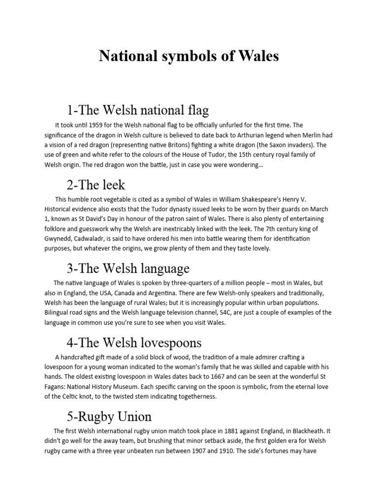 National Symbols of Wales | PDF | Wales | Great Britain