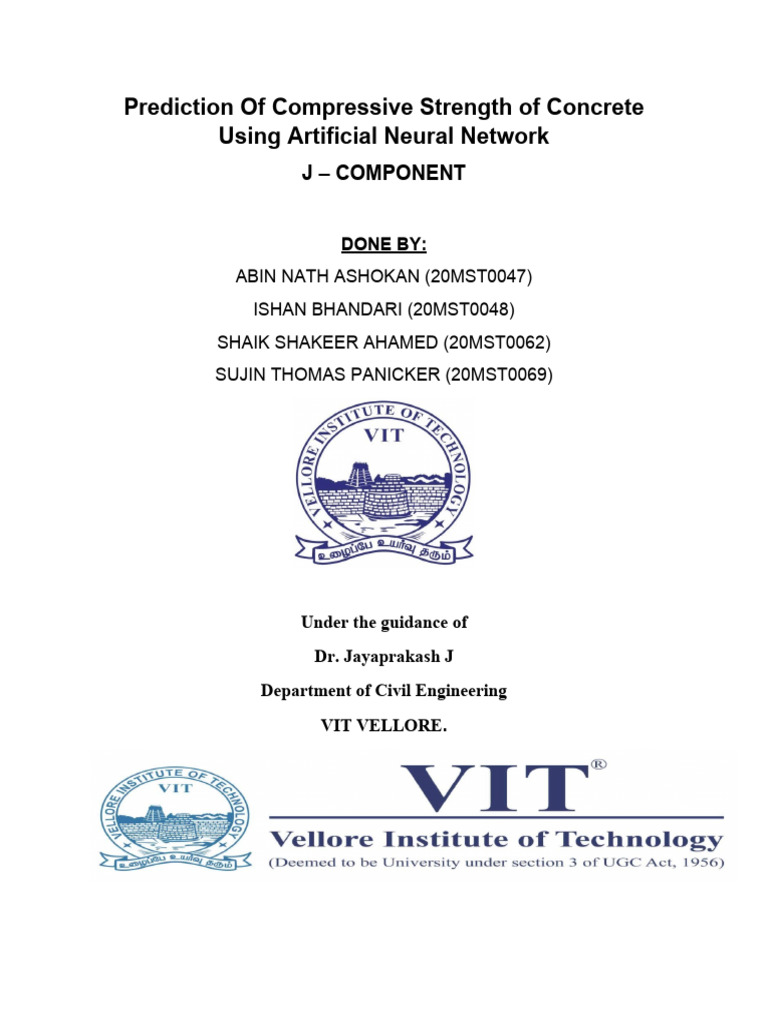 Prediction of Compressive Strength of Concrete Using Artificial Neural Network | PDF | Concrete ...