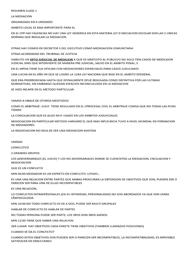 Resumen de Mediacion | PDF | Mediación | Arbitraje