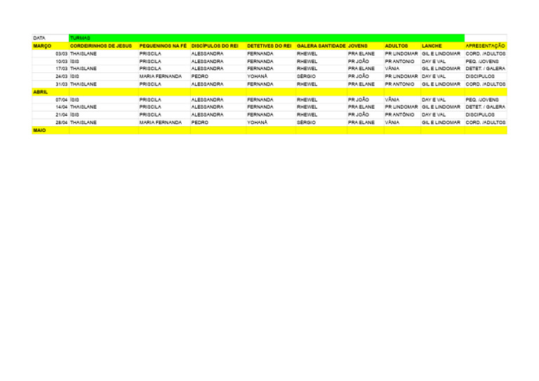 ESCALA PROFESSORES EBD - Página1 | PDF