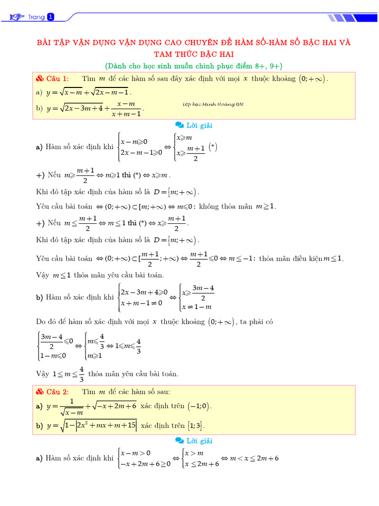 VD VDC Hàm số - HSB2 | PDF