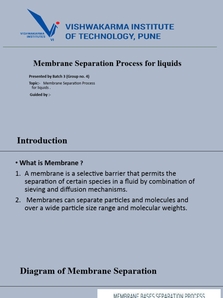 Membrane Seperation Process | PDF