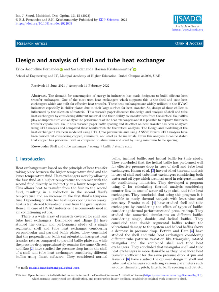 CFD Analysis of Shell and Tube Heat Exchanger | PDF | Heat Exchanger ...