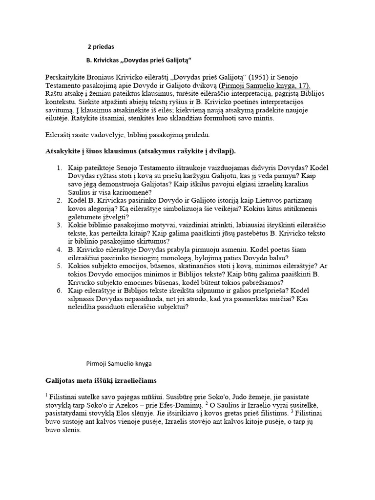 Bronius Krivickas. Dovydas. 2 Priedas | PDF