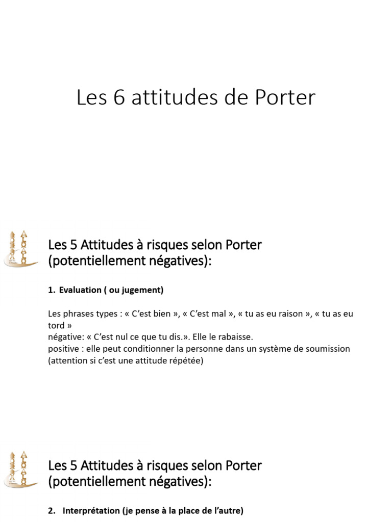 Les 6 attitudes de Porter expliquées | PDF