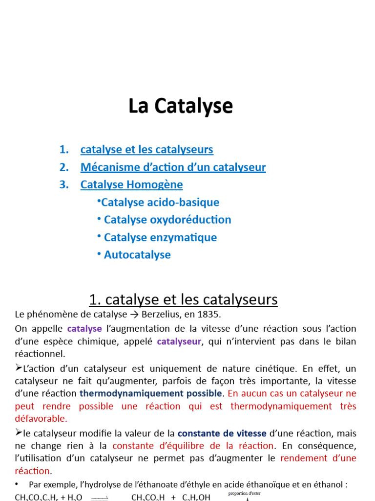 Types de catalyse et mécanismes | PDF | Catalyse | Enzyme