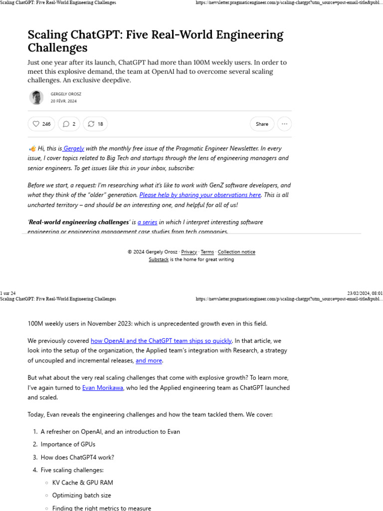 Scaling ChatGPT Five Real-World Engineering Challenges | PDF | Graphics ...