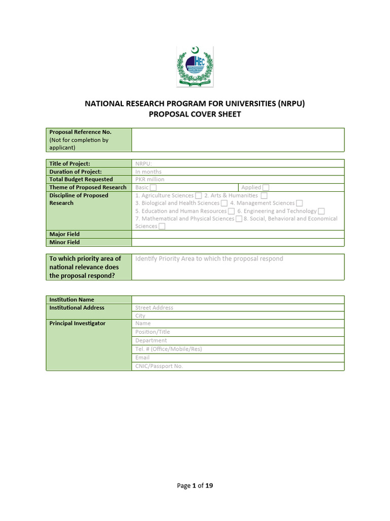 Full Proposal Template - NRPU | PDF | Project Management | Science
