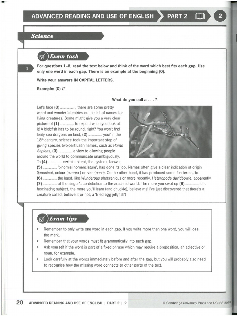 Reading and Use of English Part 2.2 | PDF
