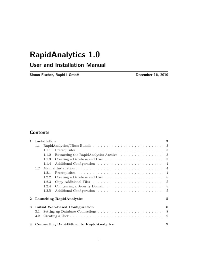 Rapid Analytics 1.0.000 Manual | PDF | Databases | Parameter (Computer ...