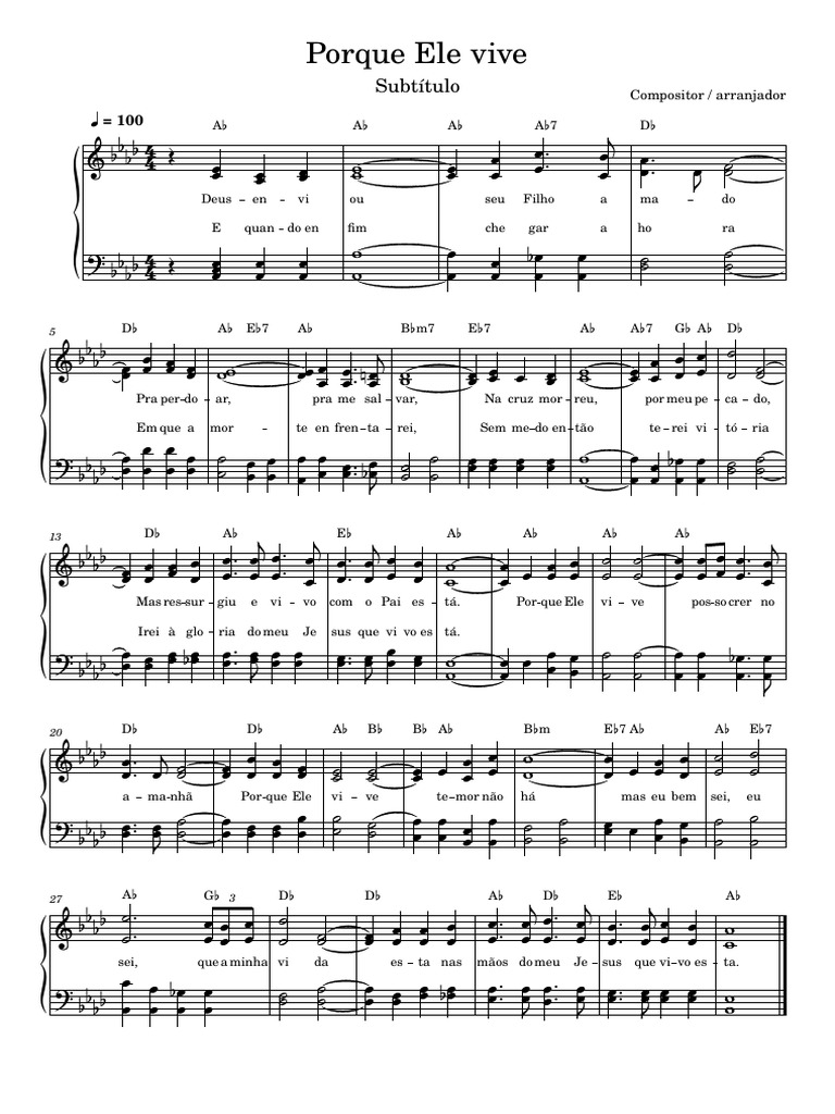 Partitura: Porque Ele Vive | PDF