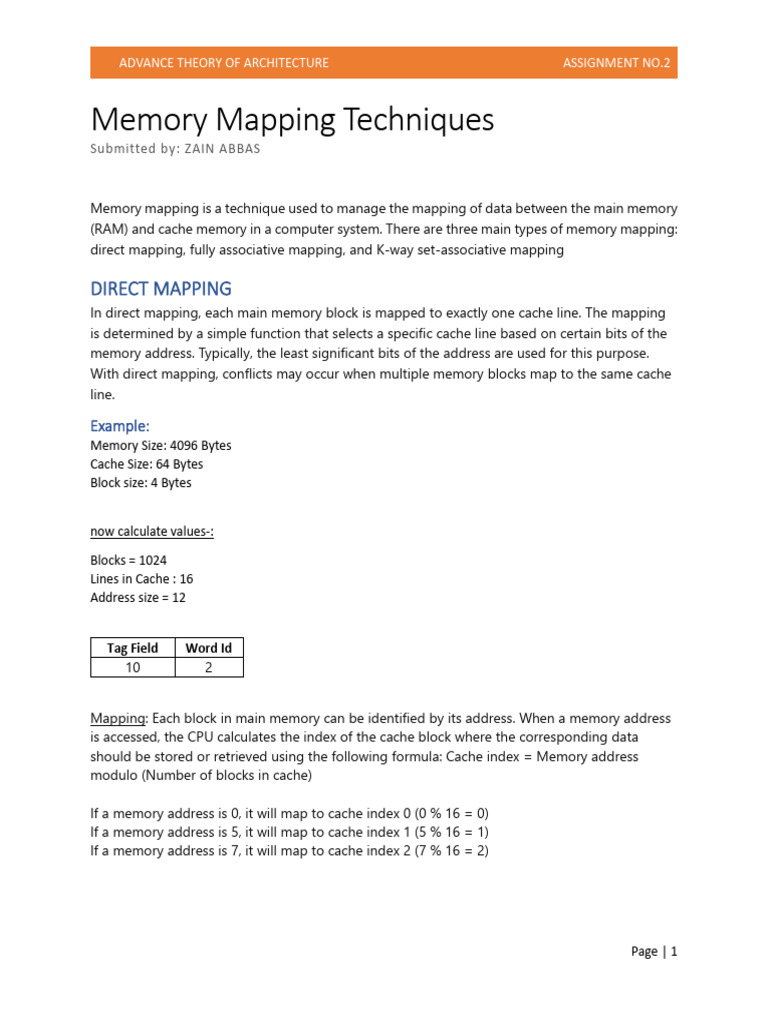 Memory Mapping Techniques (Zain) | PDF | Cpu Cache | Computer Data Storage