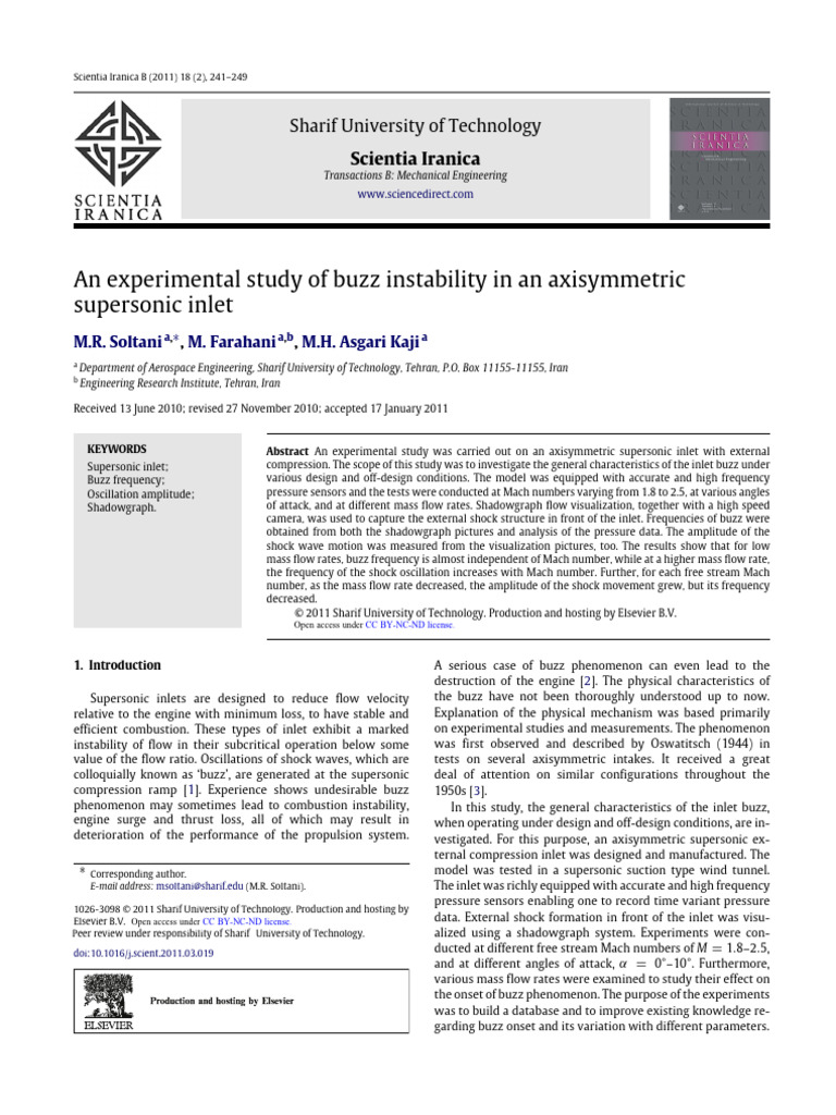 An Experimental Study of Buzz Instability in An Axisymmetric Supersonic ...