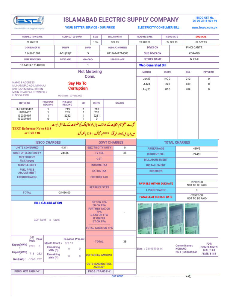 Iesco Online Bill | PDF | Taxes | Public Finance
